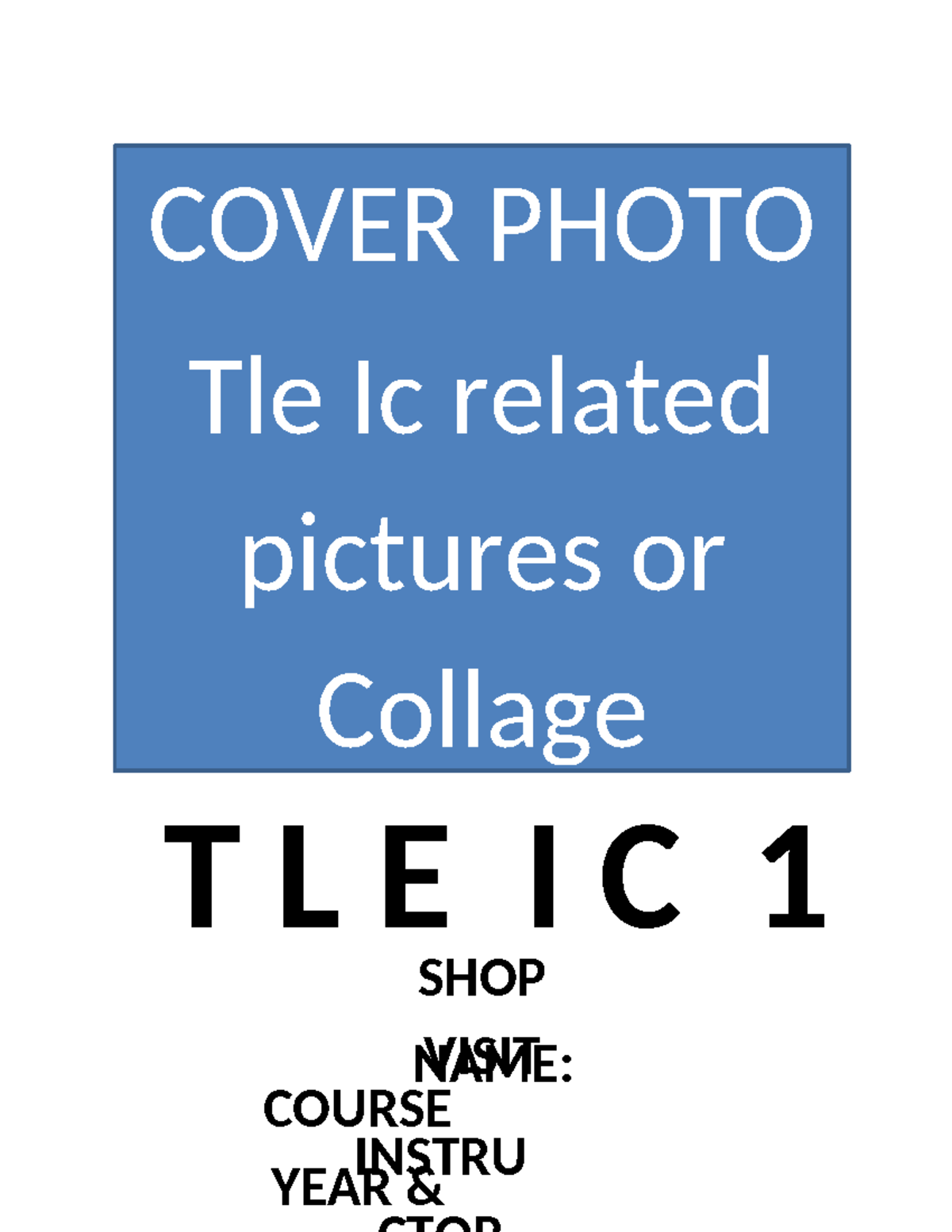 TLE IC 1 Final Output Template: Shop Visit Reflection Paper - Studocu