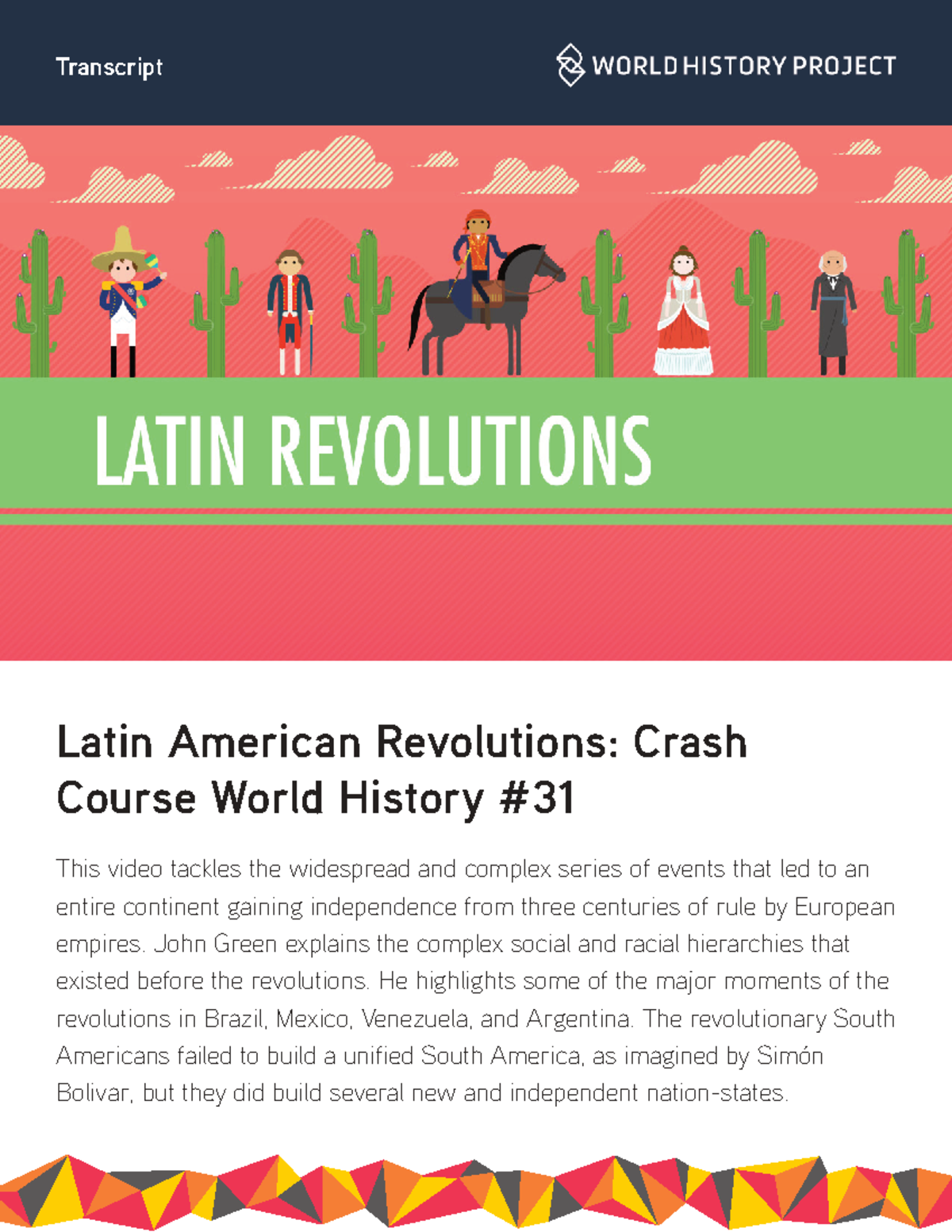 CCWH 31: Latin American Revolutions - A Crash Course Overview - Studocu