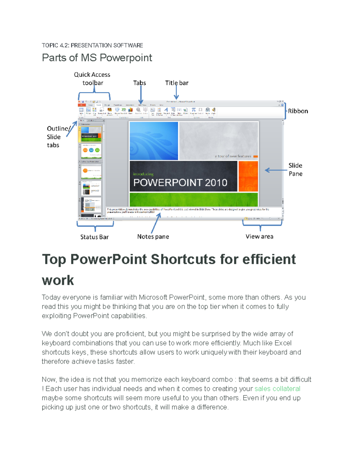 Parts Of Microsoft Powerpoint And Its Function