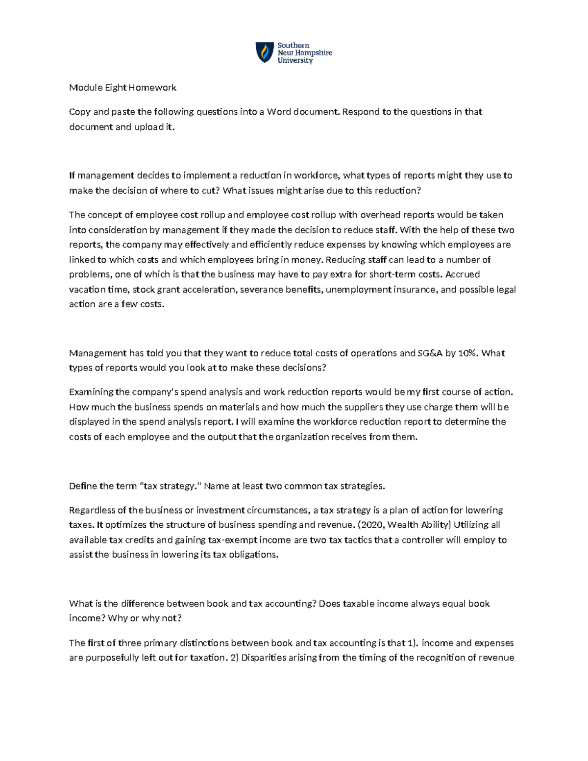 ACC 340 Module Eight Homework - Module Eight Homework Copy and paste ...