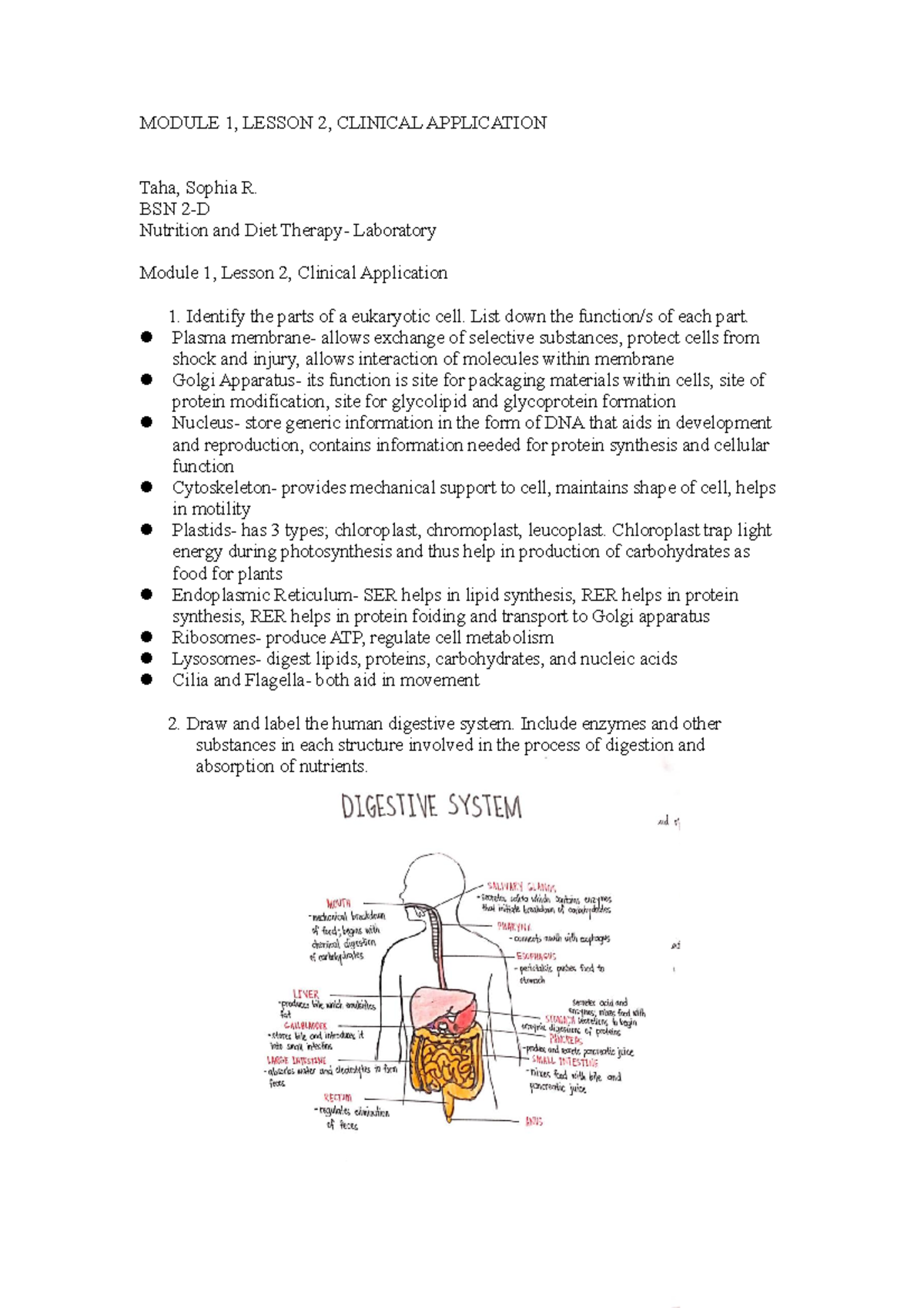 Lesson 2, activity 2 clinical application - MODULE 1, LESSON 2, CLINICAL APPLICATION Taha ...