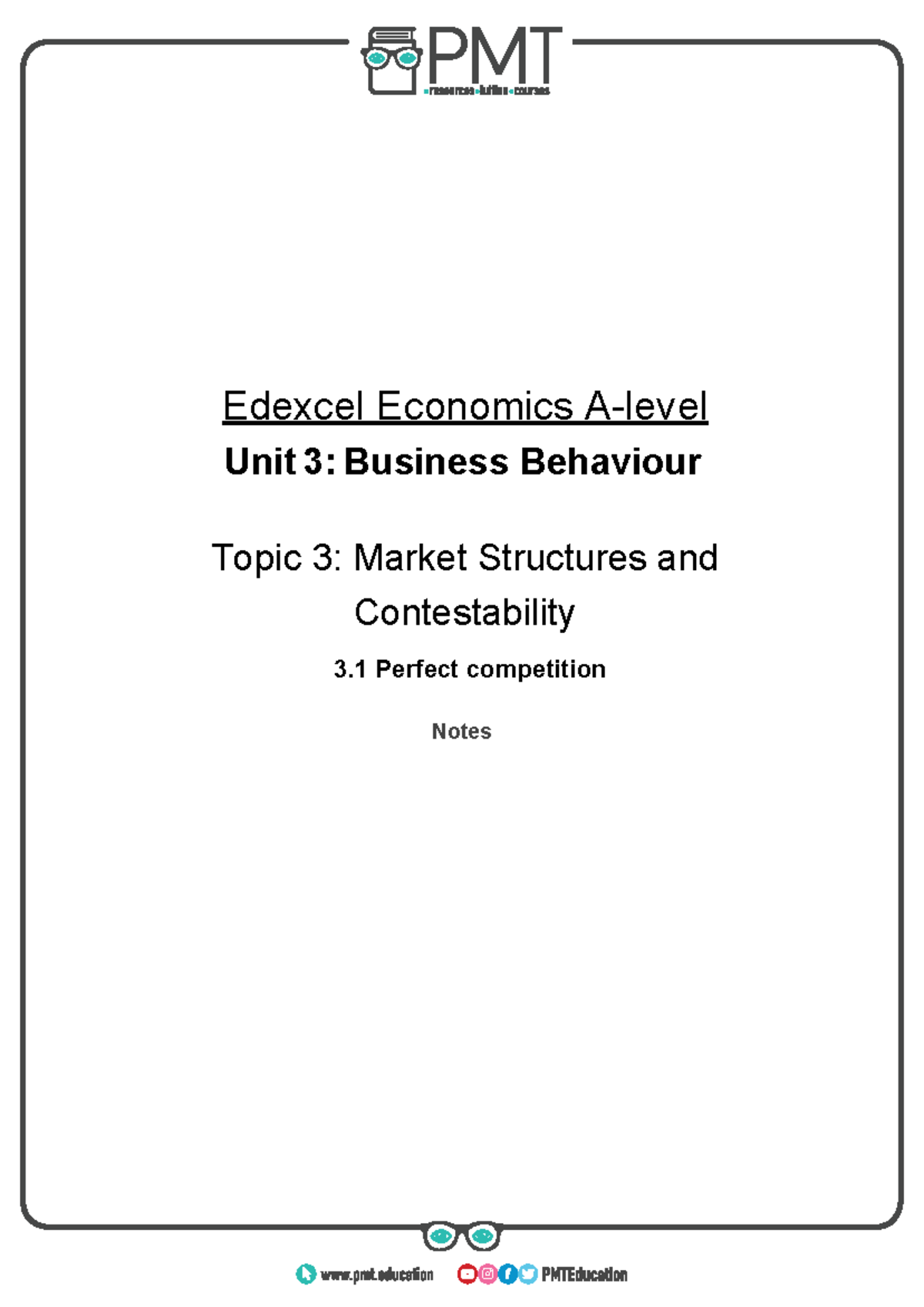 Edexcel A-Level Economics: Perfect Competition Notes - Studocu