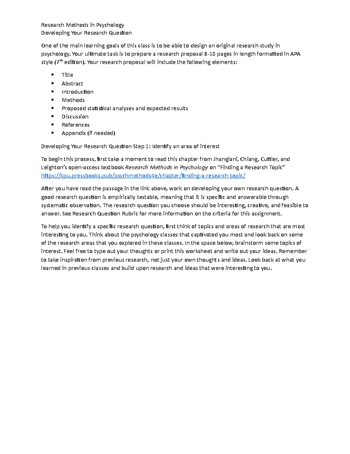 Research Proposal Step 1 Crafting a research question-2 - Developing Your Research Question One ...