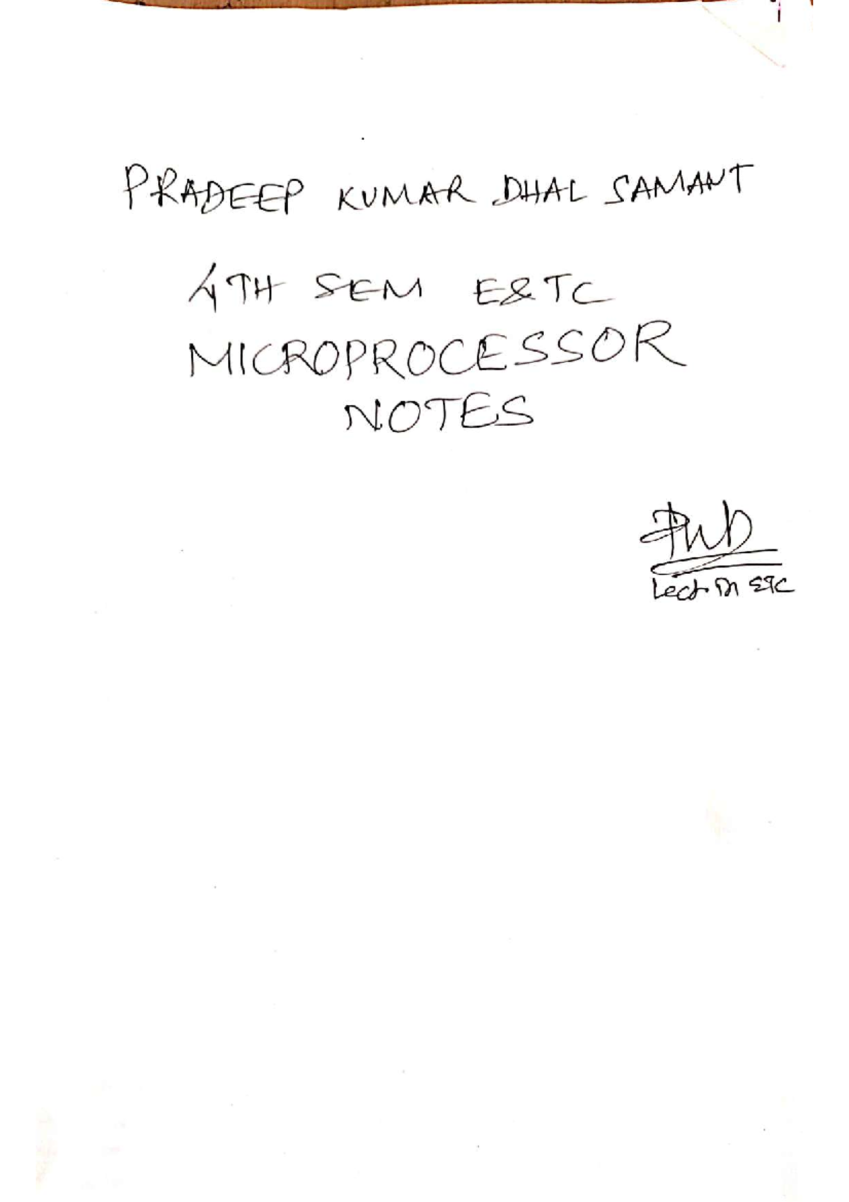 4TH SEM Microprocessor Lecture Notes by PRADEEP KUMAR DHAL SAMANT - Studocu