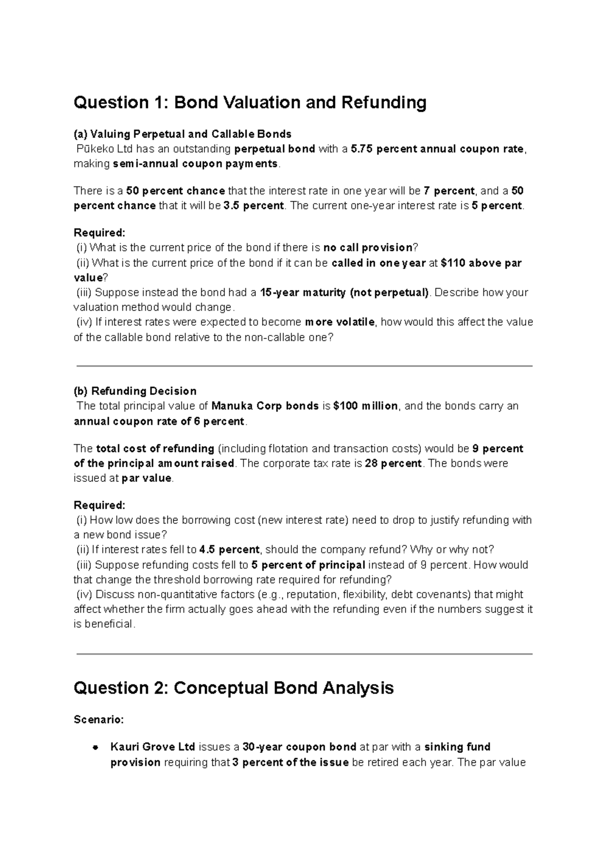 Bond Valuation & Refunding Analysis (FIN 301) - Studocu