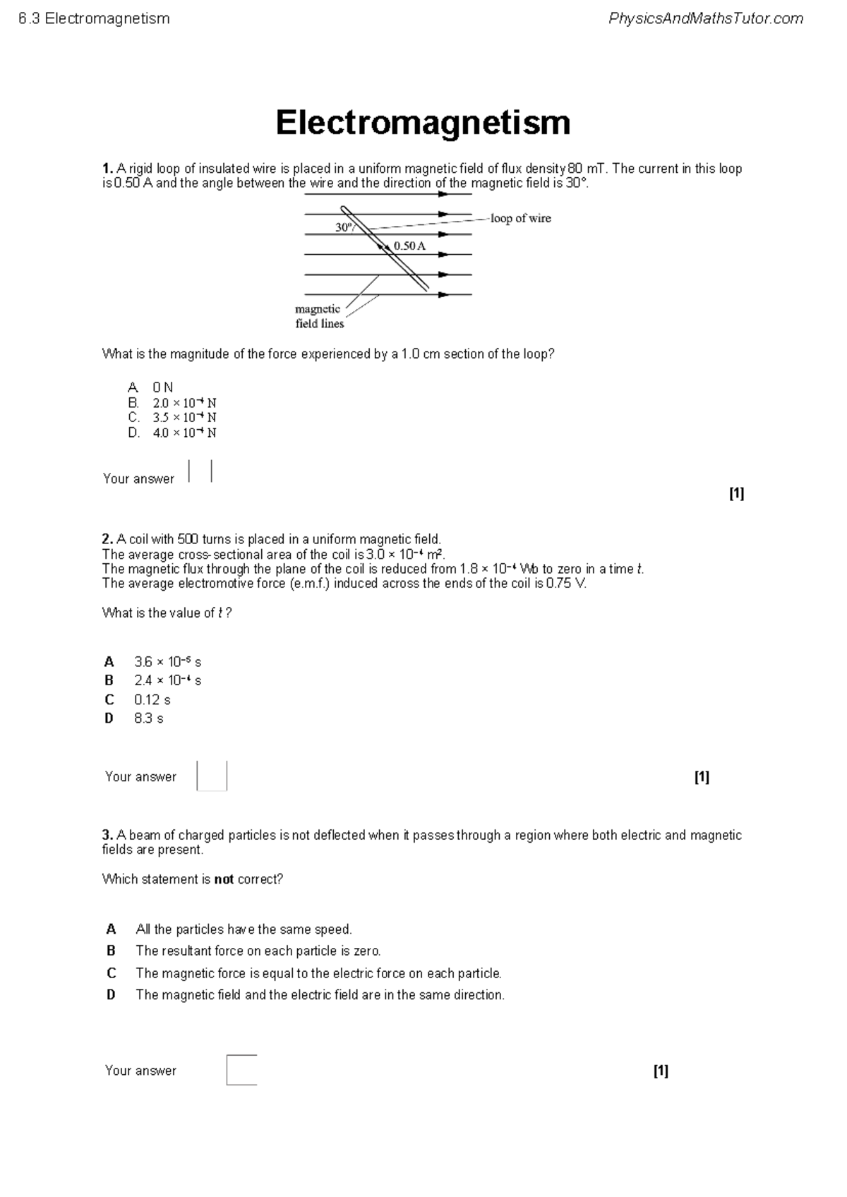 6.3 Electromagnetism Question Paper: Concepts & Problems Explained ...