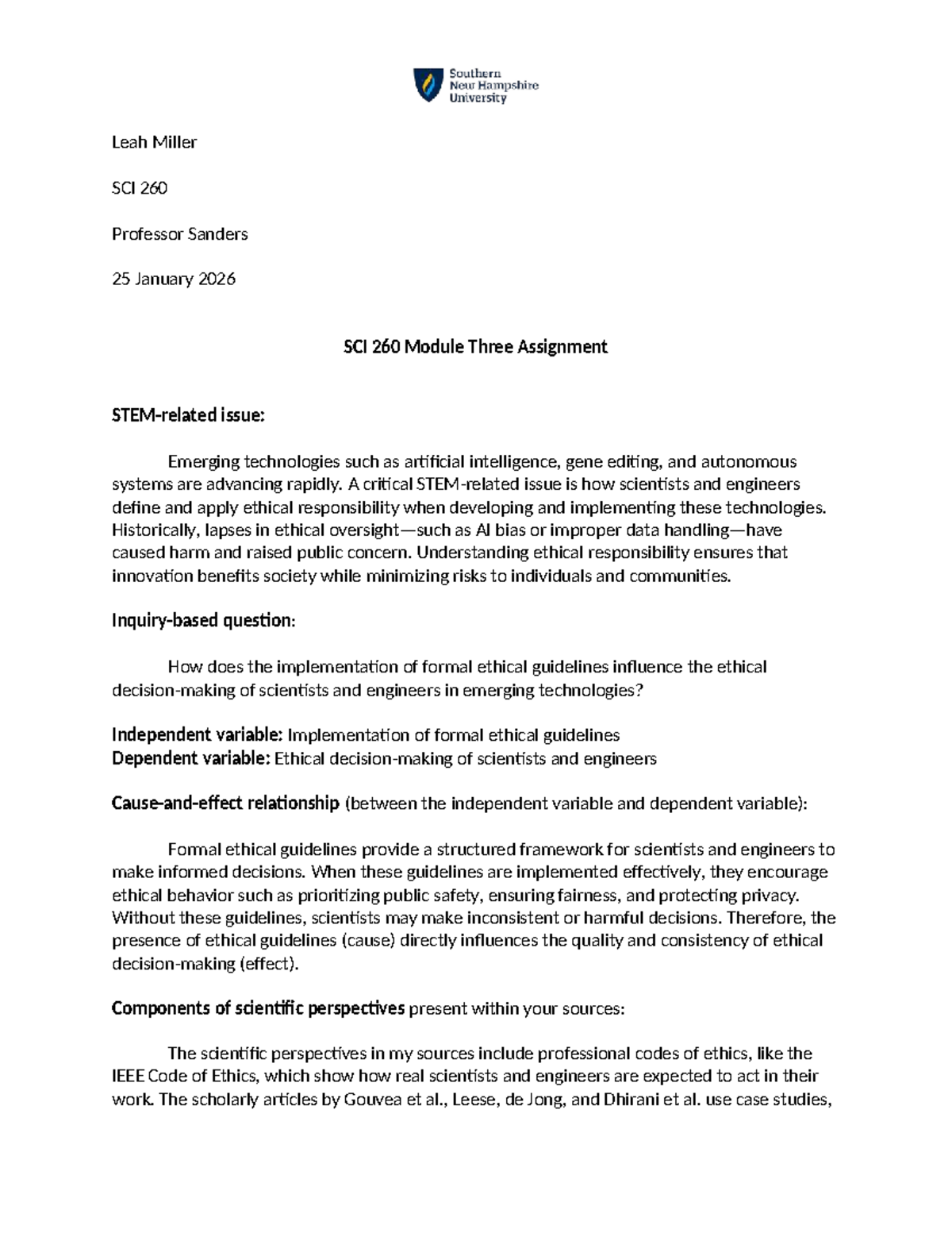 SCI 260 Module 3 Assignment: Ethical Guidelines in Emerging Tech - Studocu