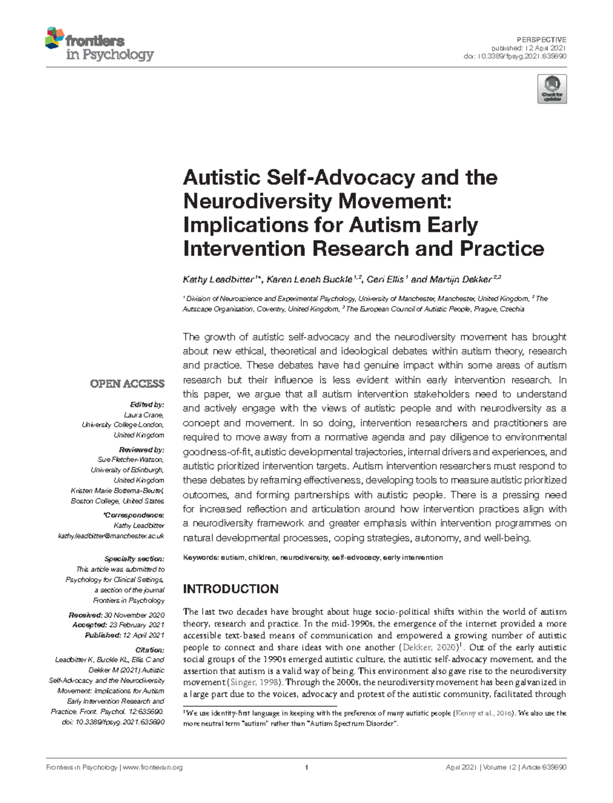 Autistic Self-Advocacy & Neurodiversity: Insights for Early ...