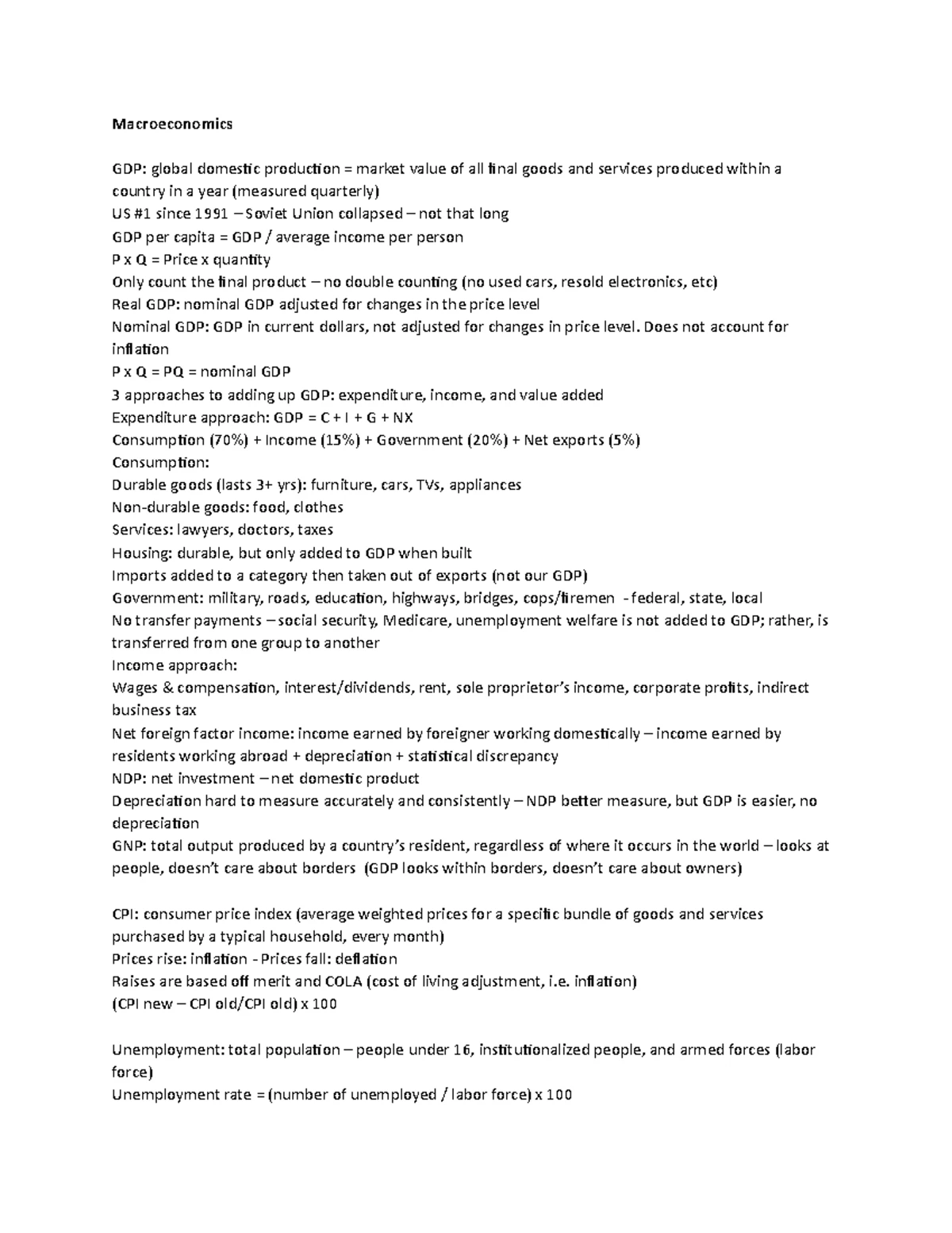 ECO 202 Module 2 Notes Ch 3 - ECO 202: Module 2 Notes Ch. 3 including ...