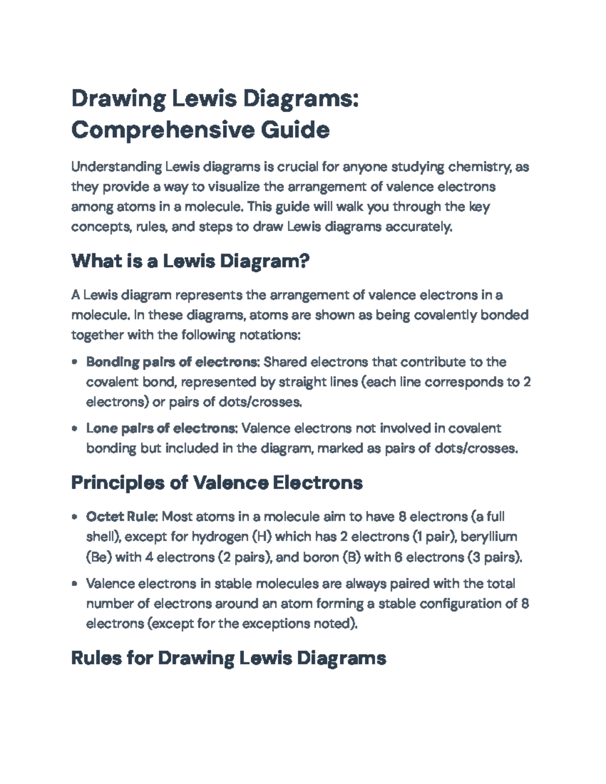 Lewis Diagrams Guide: Principles & Steps for Chem 101 Mastery - Studocu