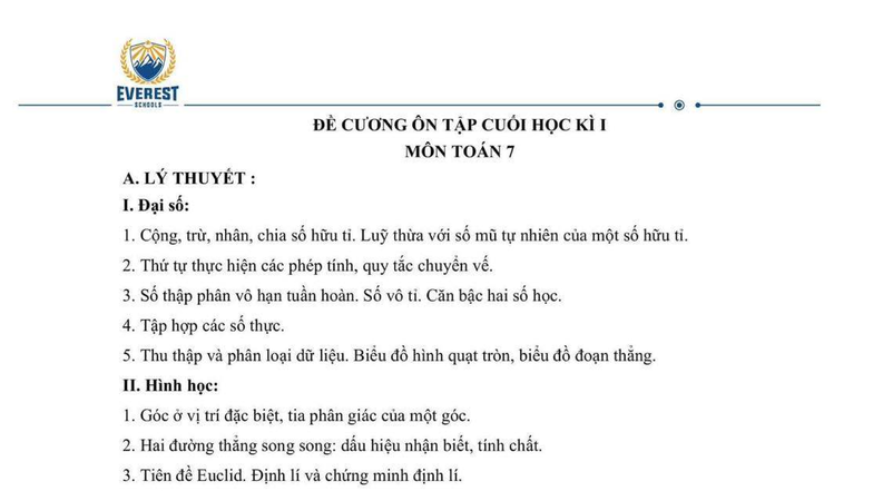 De cuong cuoi hoc ki 1 toan 7 nam 2024 2025 truong everest schools ha ...