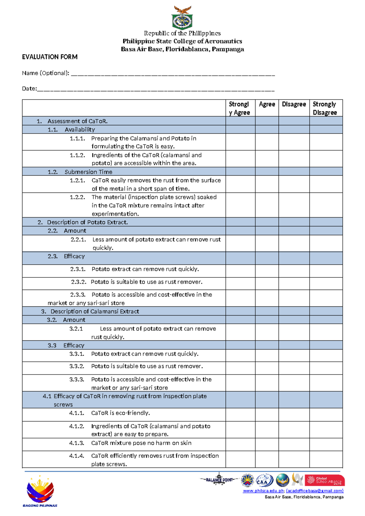 Evaluation Form Group 2 - Republic of the Philippines Philippine State ...