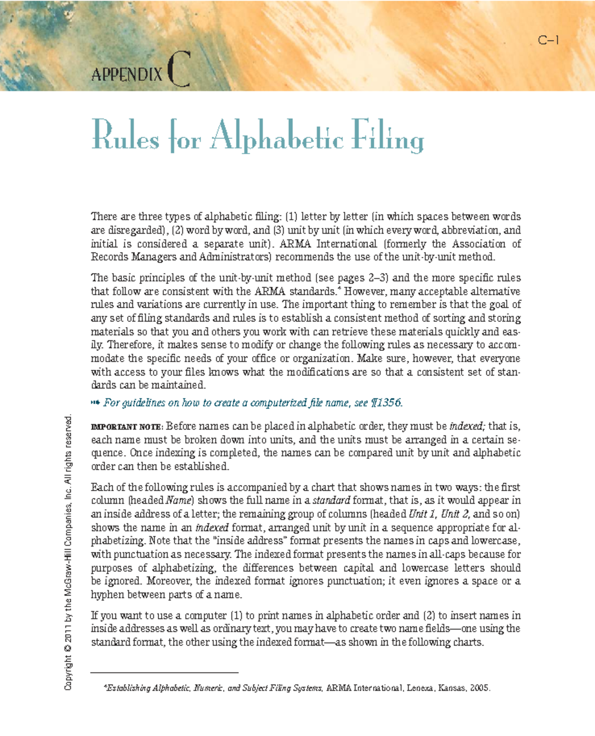 Filing Rules for Alphabetic Organization - Appendix C - Studocu