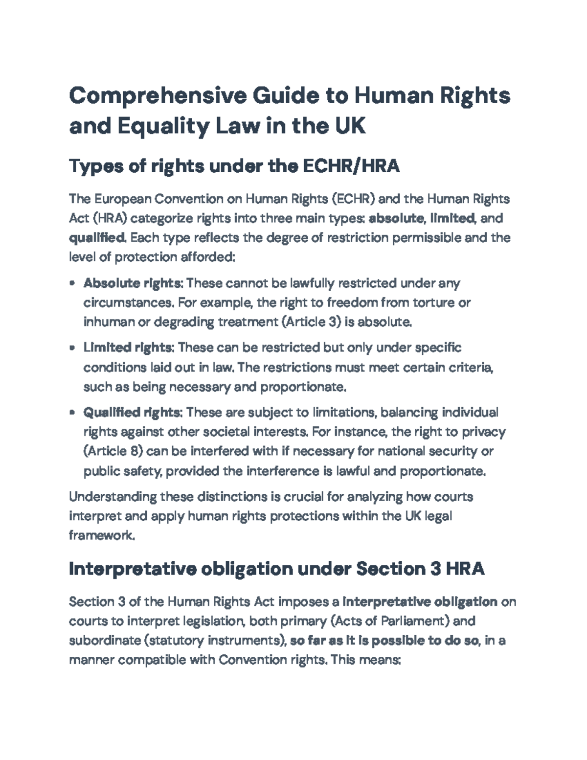 Comprehensive Guide to Human Rights & Equality Law in the UK - Each ...