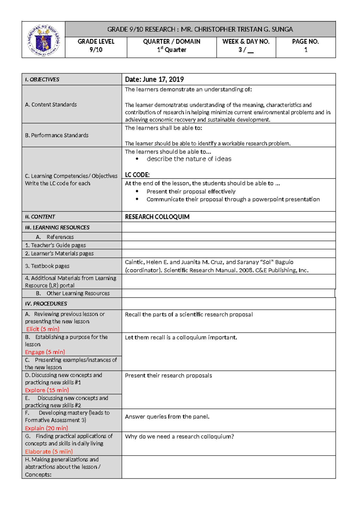 DLL Research SY 2019-2020: 1Q Week 3 Colloquium Guide - Studocu