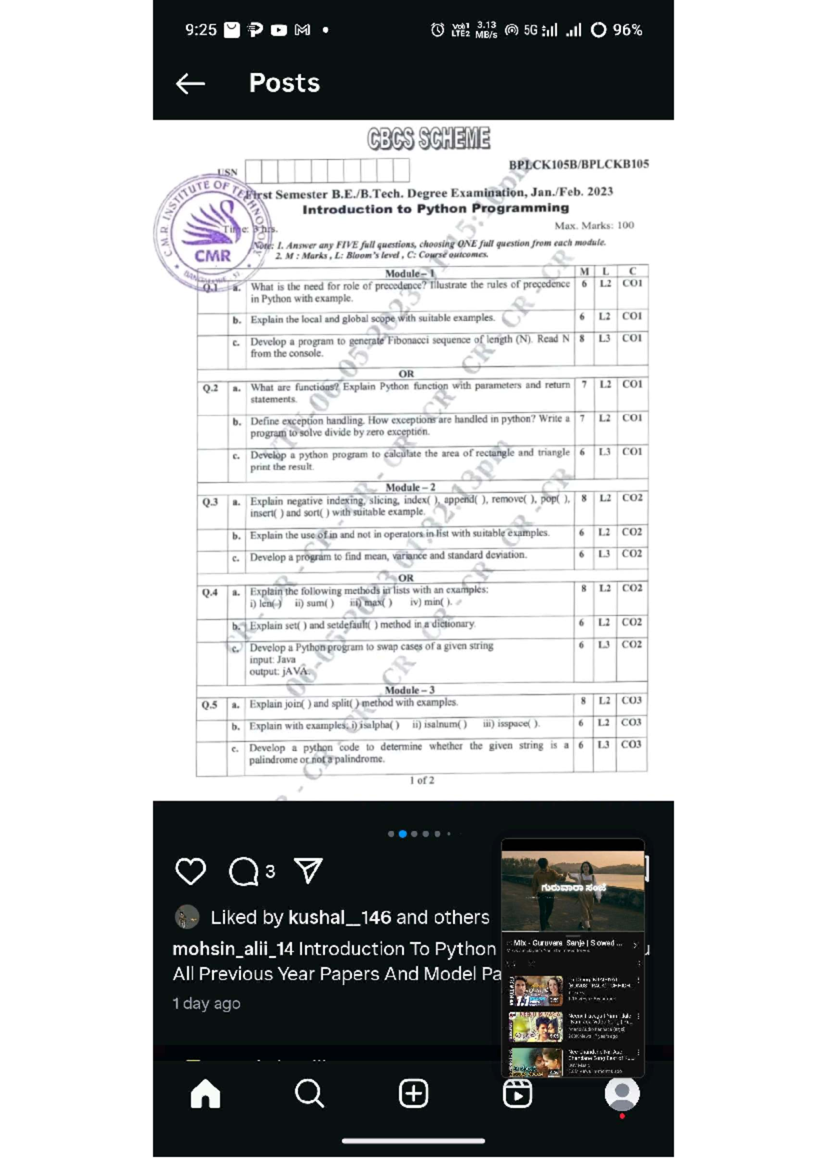 **BPLCK205B: Python Programming - Second Semester Exam Questions** - Studocu