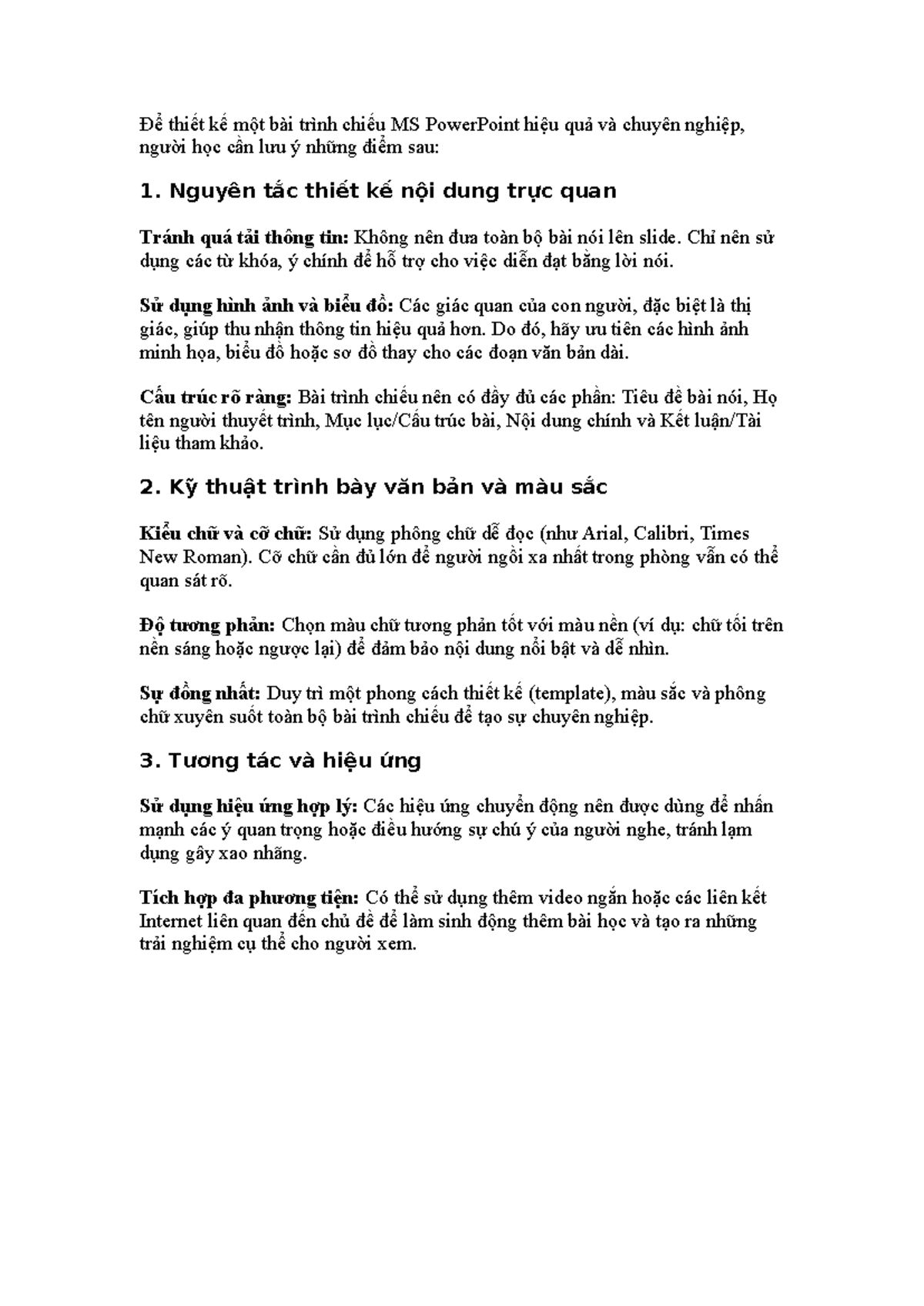 Hướng dẫn thiết kế bài trình chiếu MS PowerPoint hiệu quả - 10b - Studocu