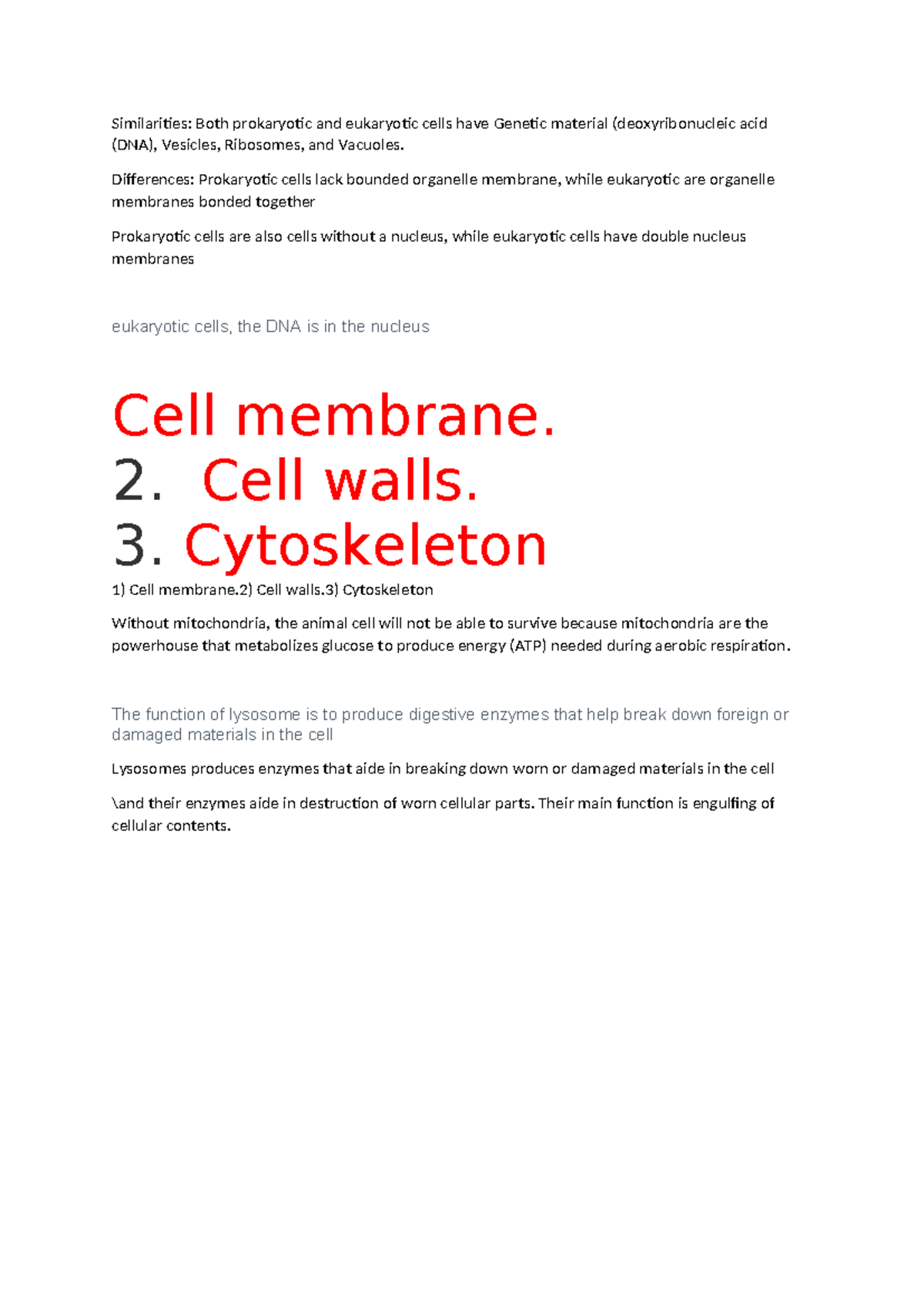 Lab 2 Answers - Prokaryotic vs Eukaryotic Cell Structures and Functions ...