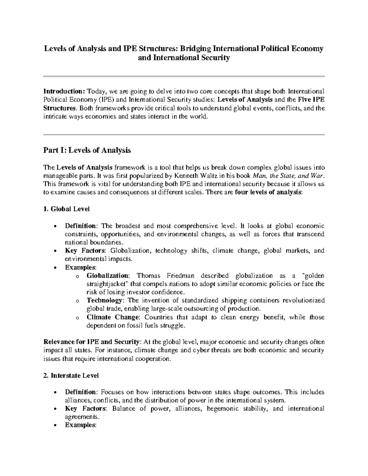 BS IR - IR-3106 - W3 - L1 - Analyzing IPE Through Levels of Analysis ...