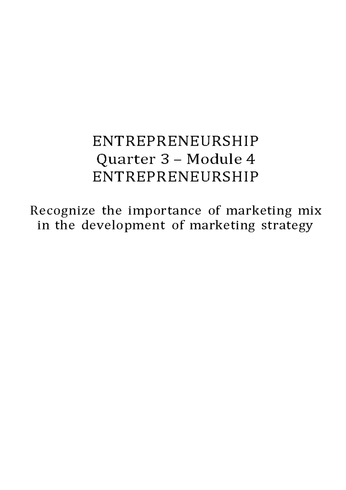 Entrep-Module-4: Exploring the Marketing Mix in Entrepreneurship for ...