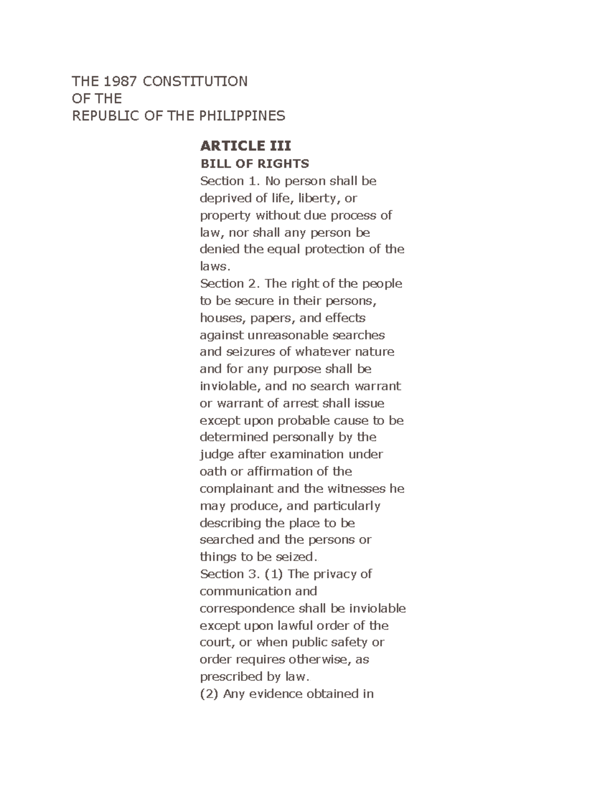 THE 1987 Constitution - Reviewer - THE 1987 CONSTITUTION OF THE ...