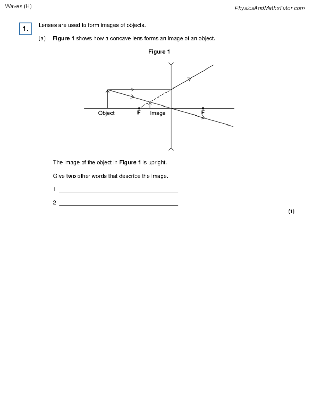 Waves (H) Final Exam QP: Understanding Lenses, Frequencies, and ...