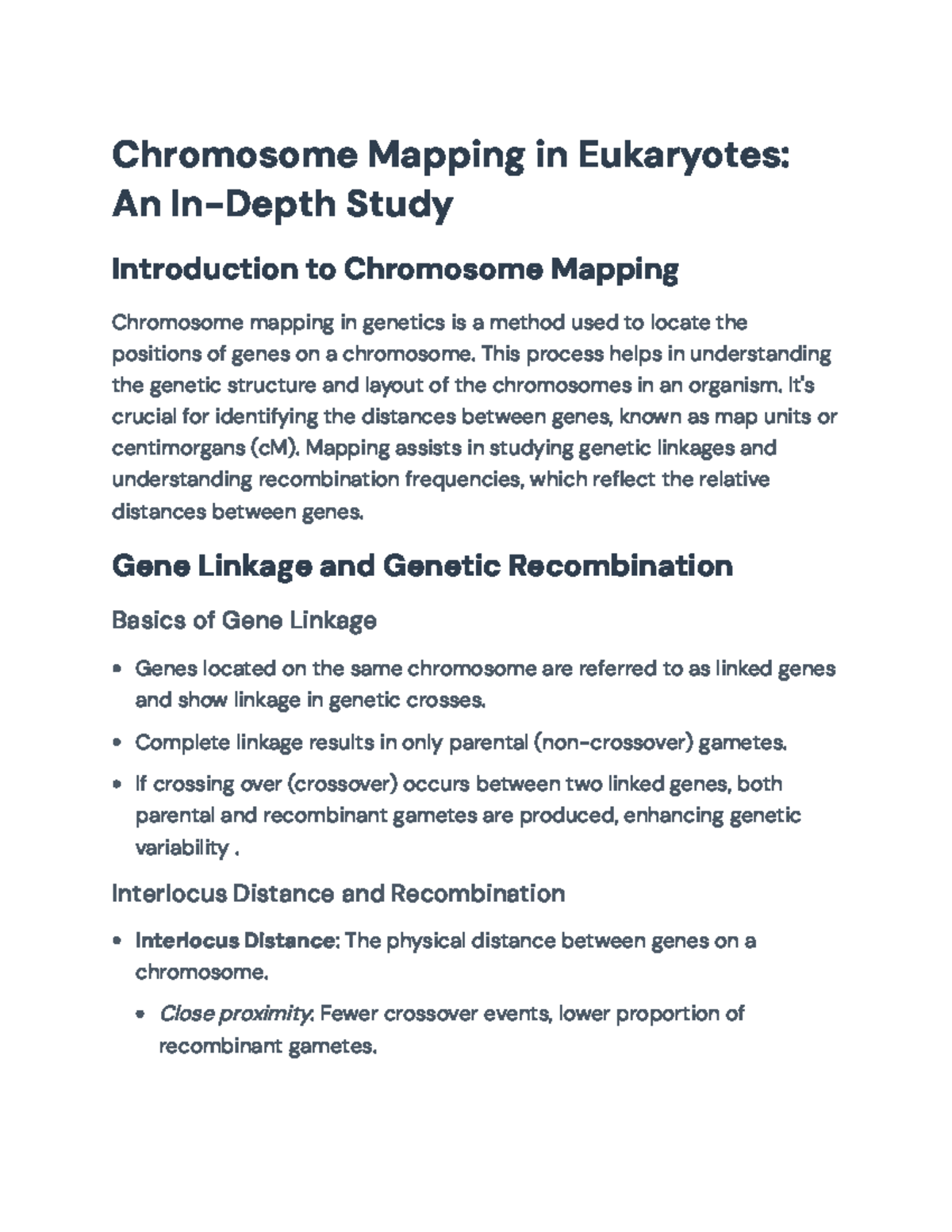 Chromosome Mapping in Eukaryotes: A Comprehensive Analysis of Gene ...