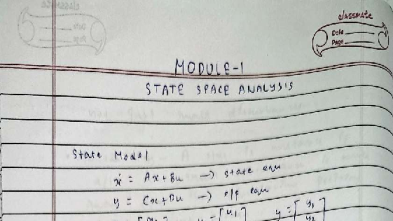 State Space Analysis Notes for Course CODE: 3009 - Studocu