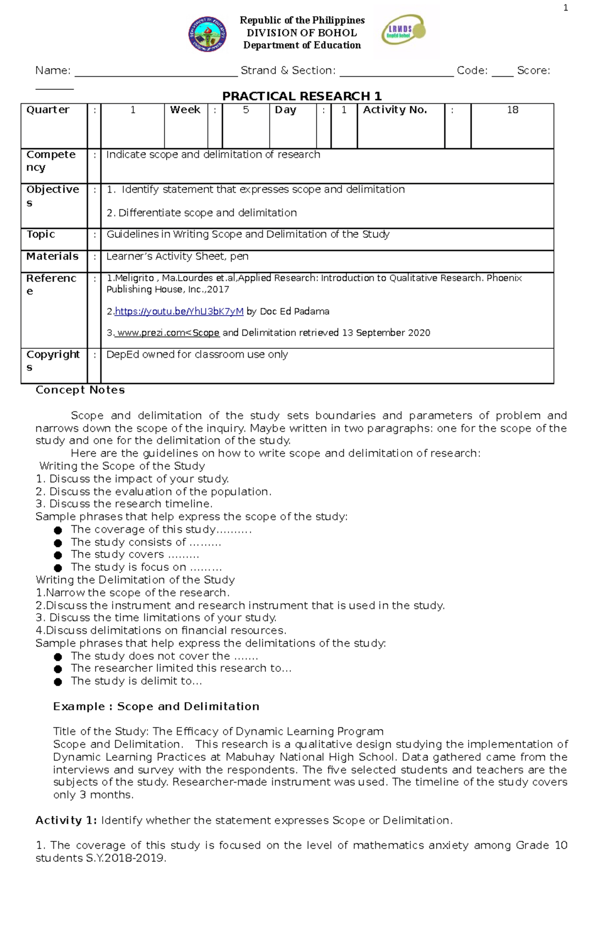 SHS Practical-Research Q1 LAS Wk5 - Conceptual Framework and Accounting ...