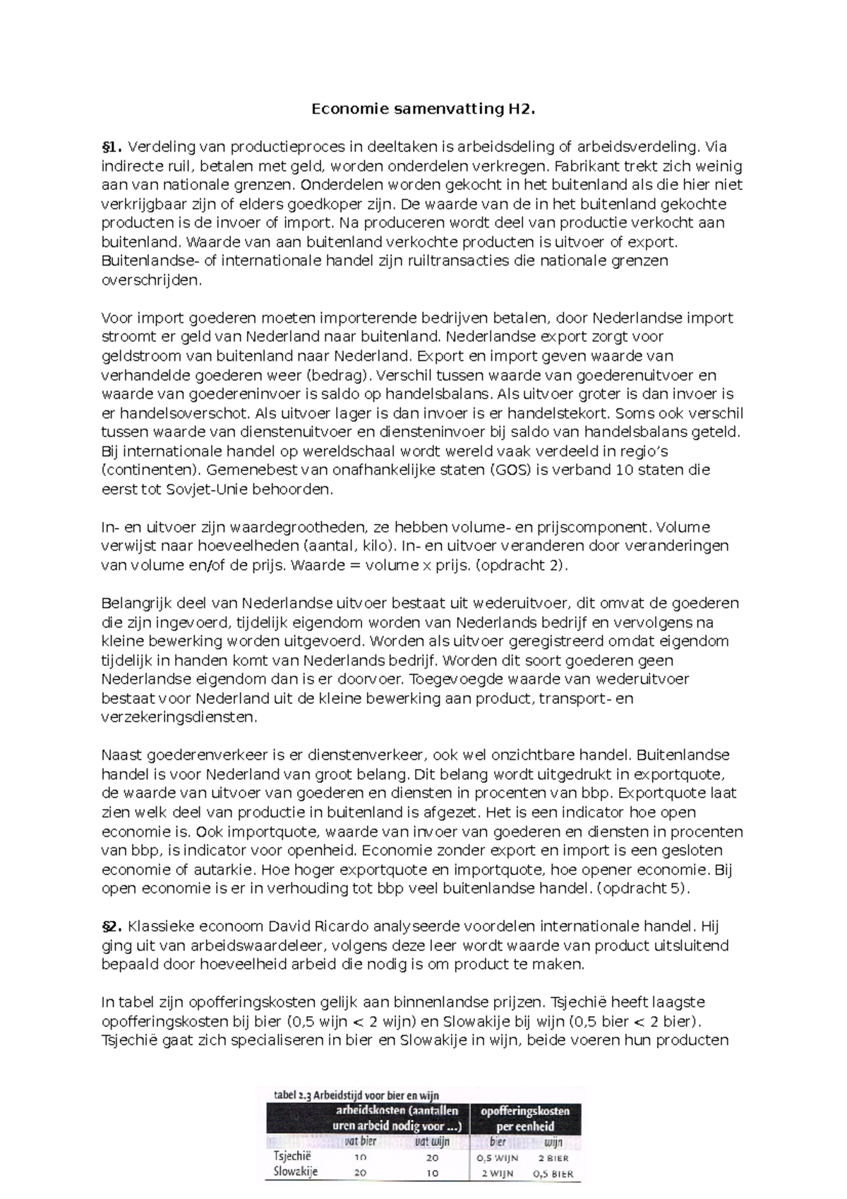 Samenvatting H2: Wereldeconomie en Internationale Handel - Studeersnel