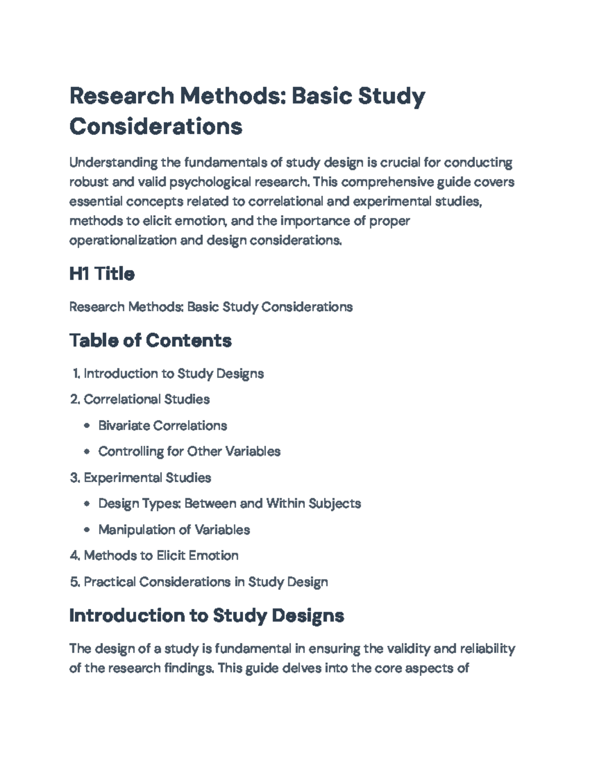 Research Methods: Basic Study Design Considerations and Practices ...