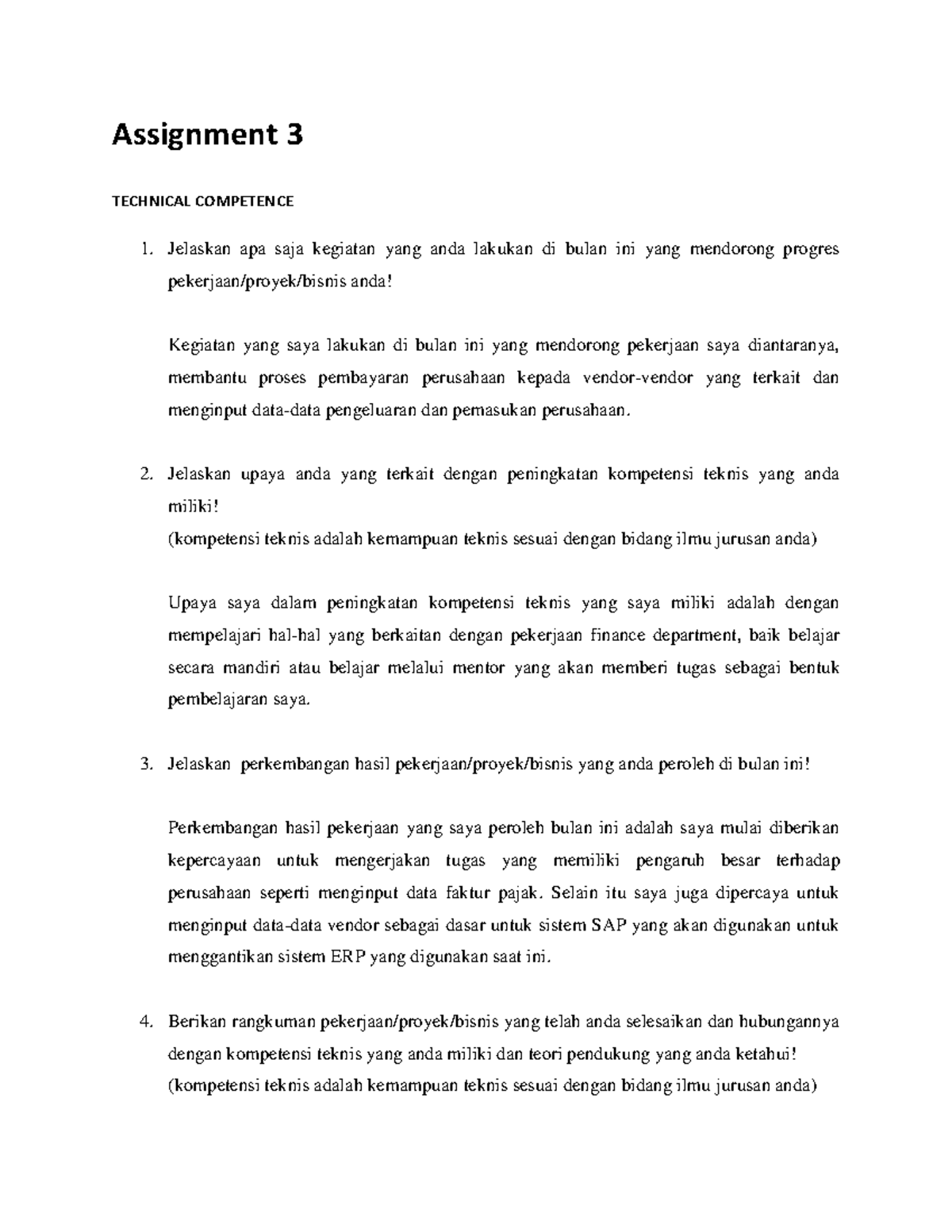 Assignment 3 TC - Enhancement of Technical Competence Skills - Studocu