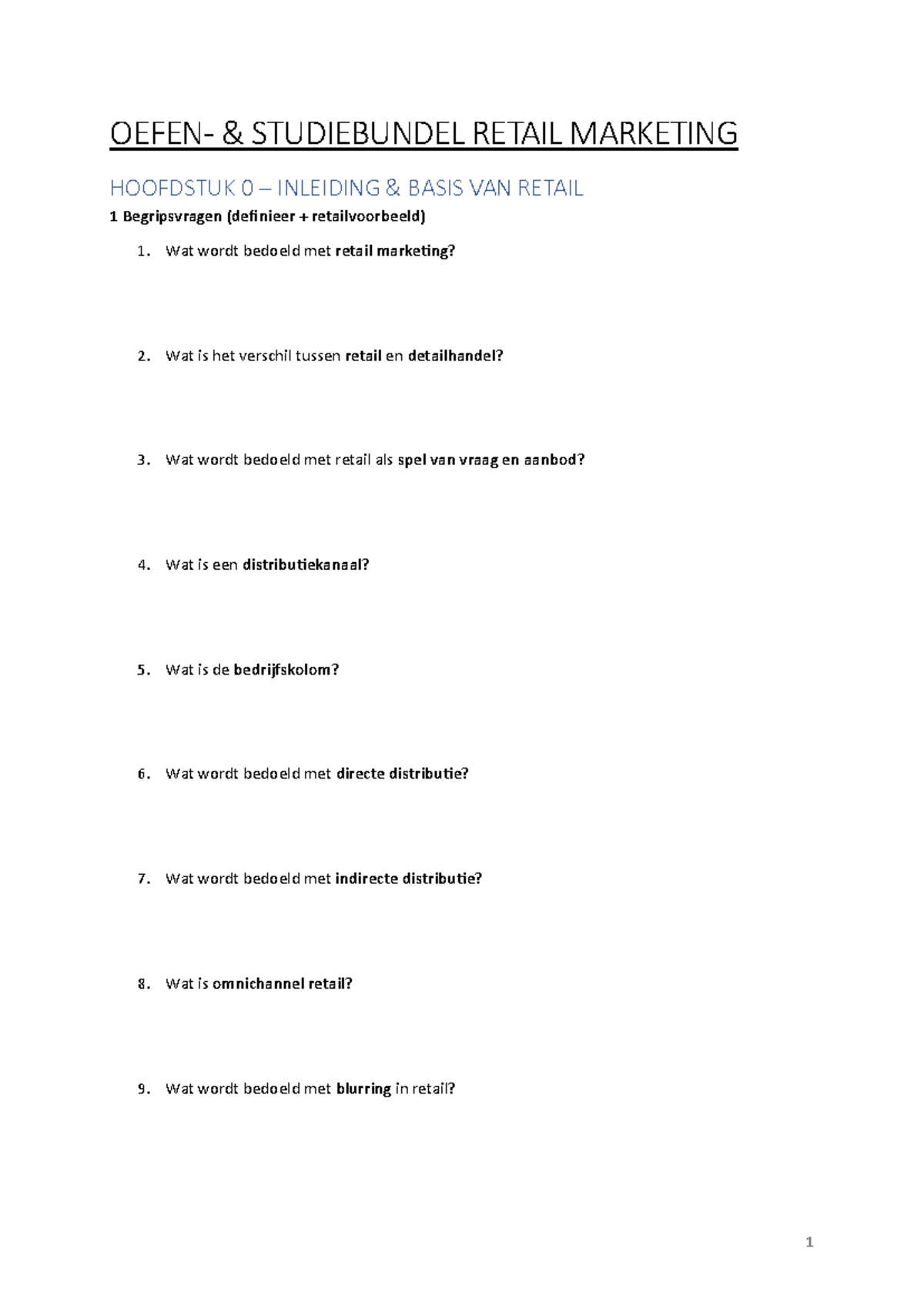 Oefenexamen Retailmarketing HOGENT 2026: Hoofdstukken en Vragen - Studocu