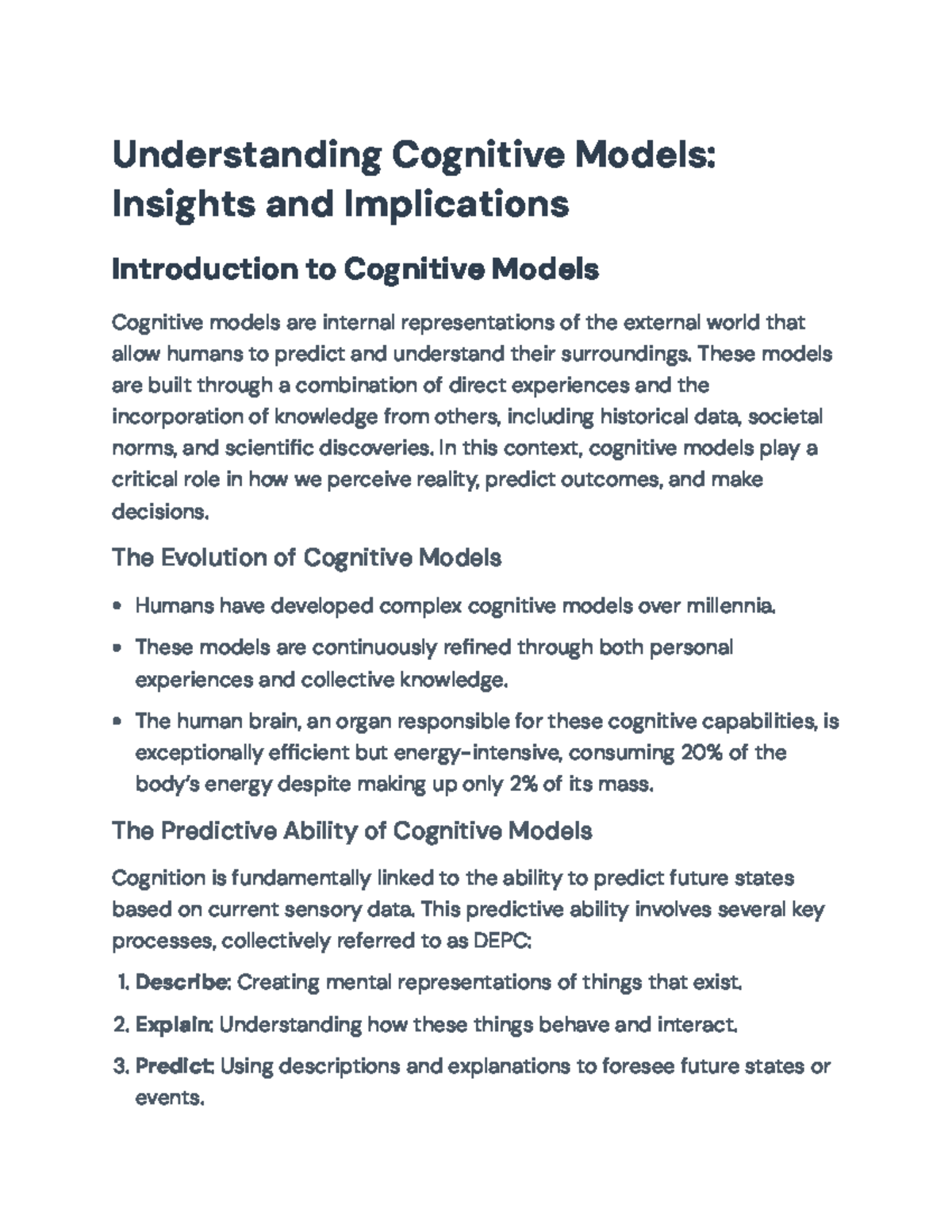 Cognitive Models: Insights, Evolution, and Future Implications ...