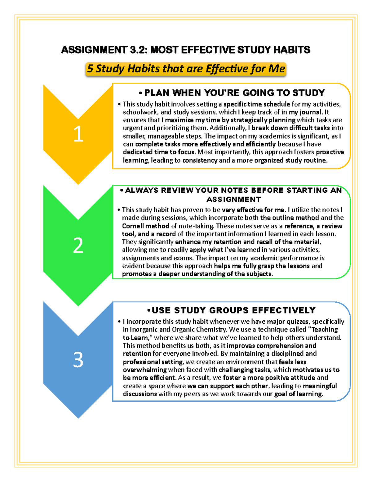 ASSIGNMENT 3.2: EFFECTIVE STUDY HABITS FOR ACADEMIC SUCCESS - Studocu