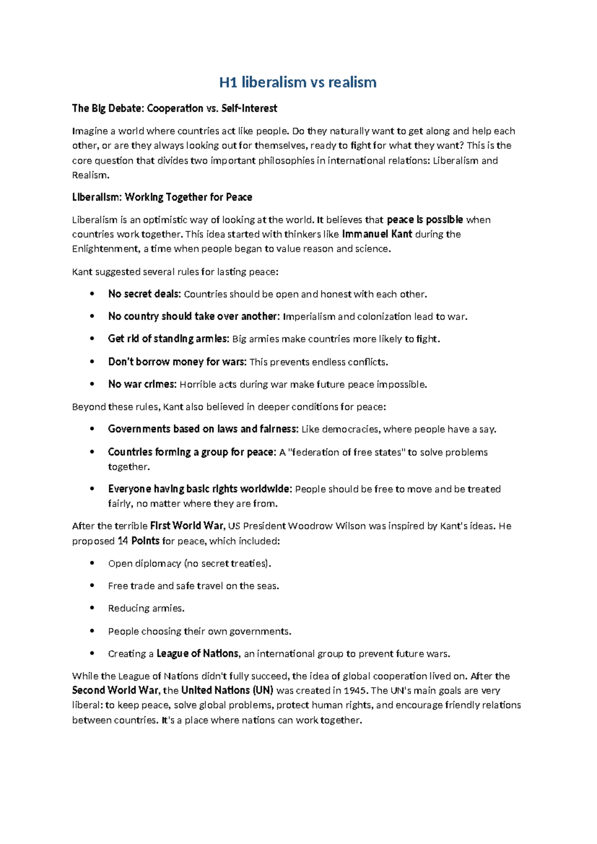 LES IRT - Liberalism vs. Realism: The Debate on International Relations ...