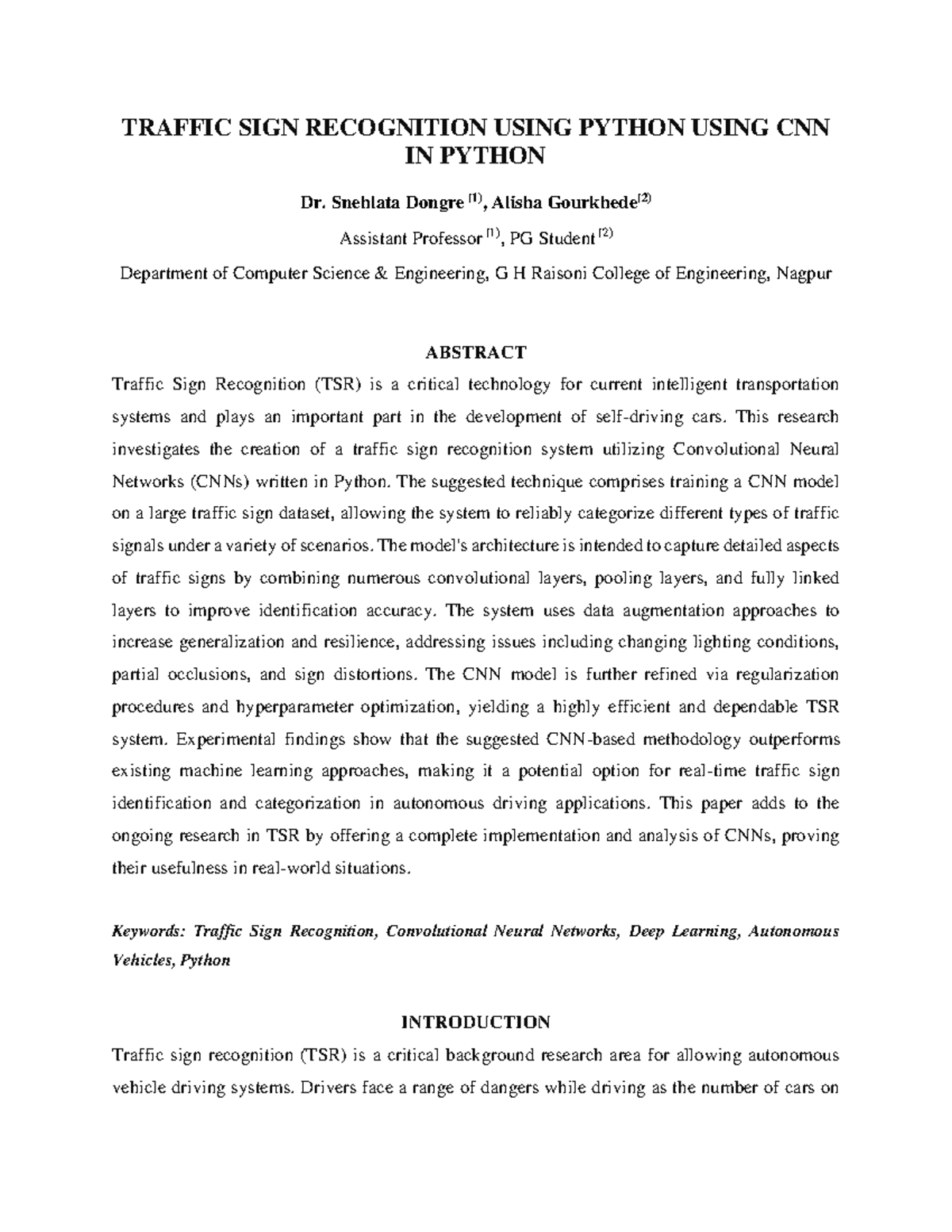Traffic SIGN Recognition Using Python Using CNN IN Python - TRAFFIC ...