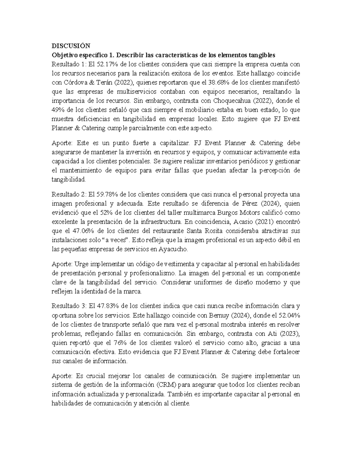 Análisis de Resultados y Recomendaciones - FJ Event Planner Catering ...