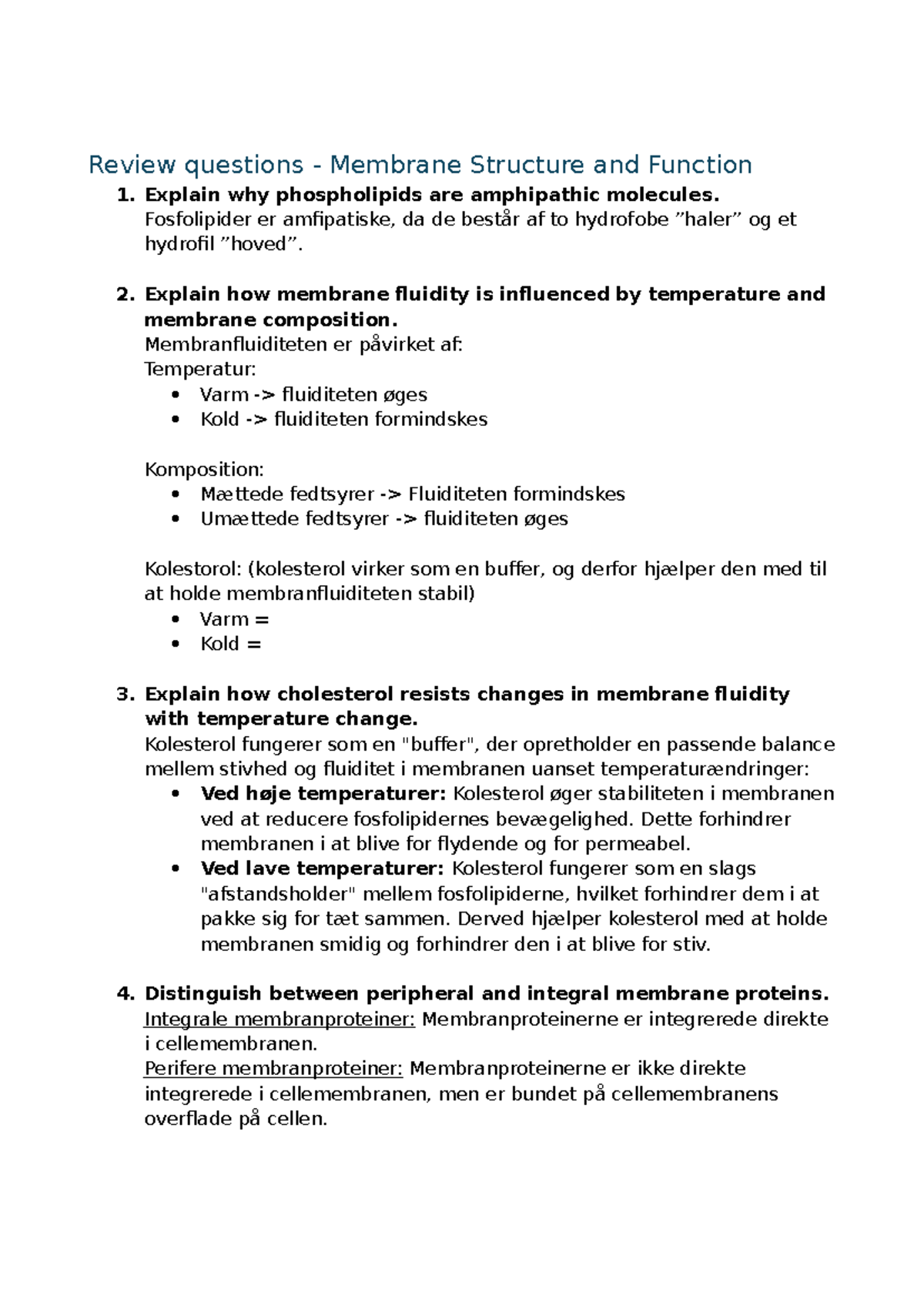 Membrane Structure and Function Review Questions (Course Code: Q37.3 ...