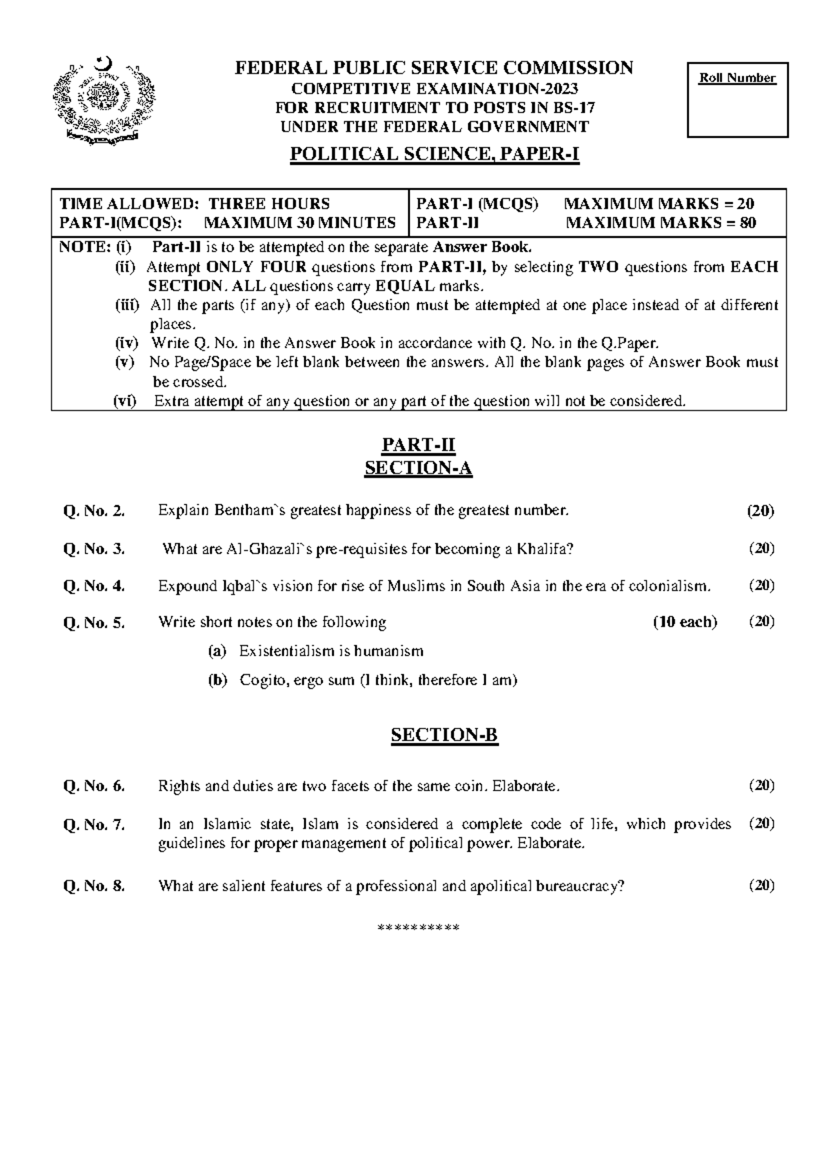 CSS Political Science Past Papers (2000-2023) - Free Download - Studocu