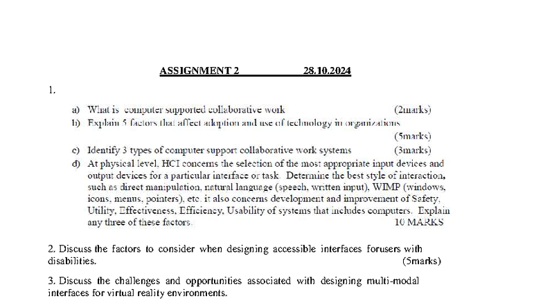 Third Year Assignment Drafts - computer science - ASSIGNMENT 2 28. 1 ...