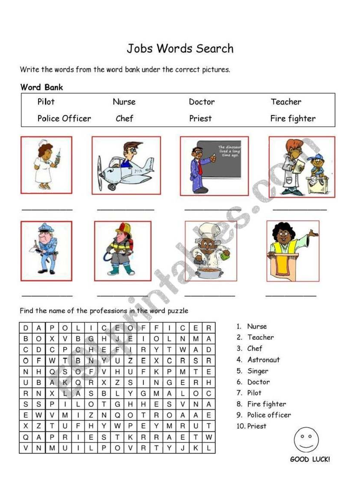Professions Practice - Word Search Activity 22A - Studocu
