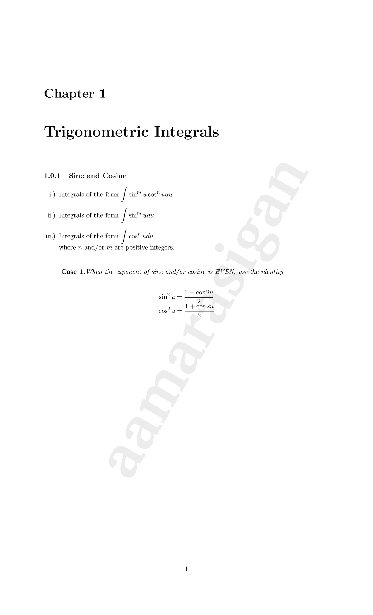 Math 402 Lecture: Trigonometric Integrals Techniques and Examples - Studocu