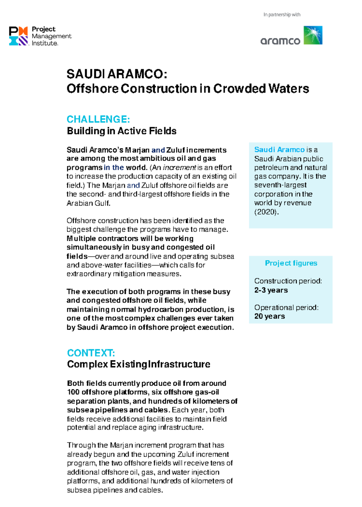 Case Study: Offshore Project Planning for Saudi Aramco (Final Exam ...