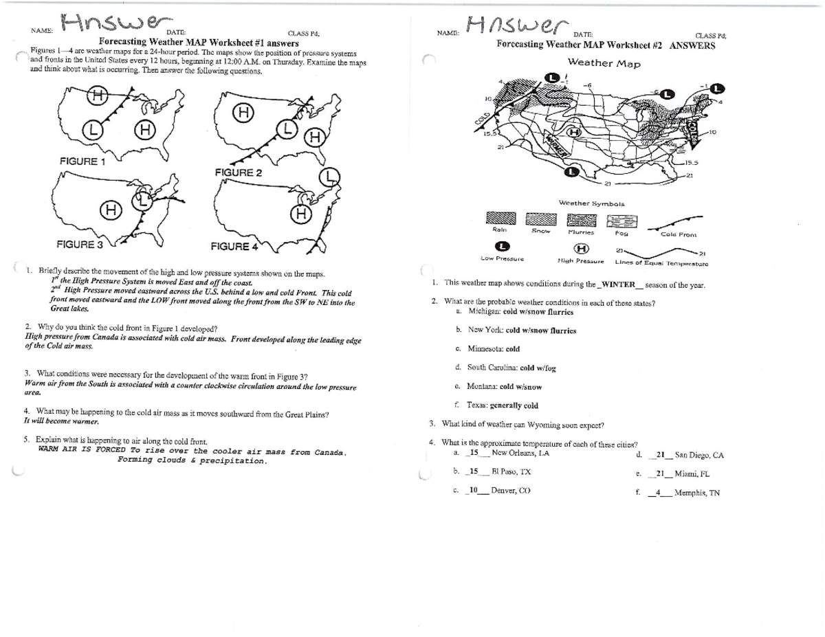 Forecasting Weather MAP Worksheet Answers - Class Notes - Studocu