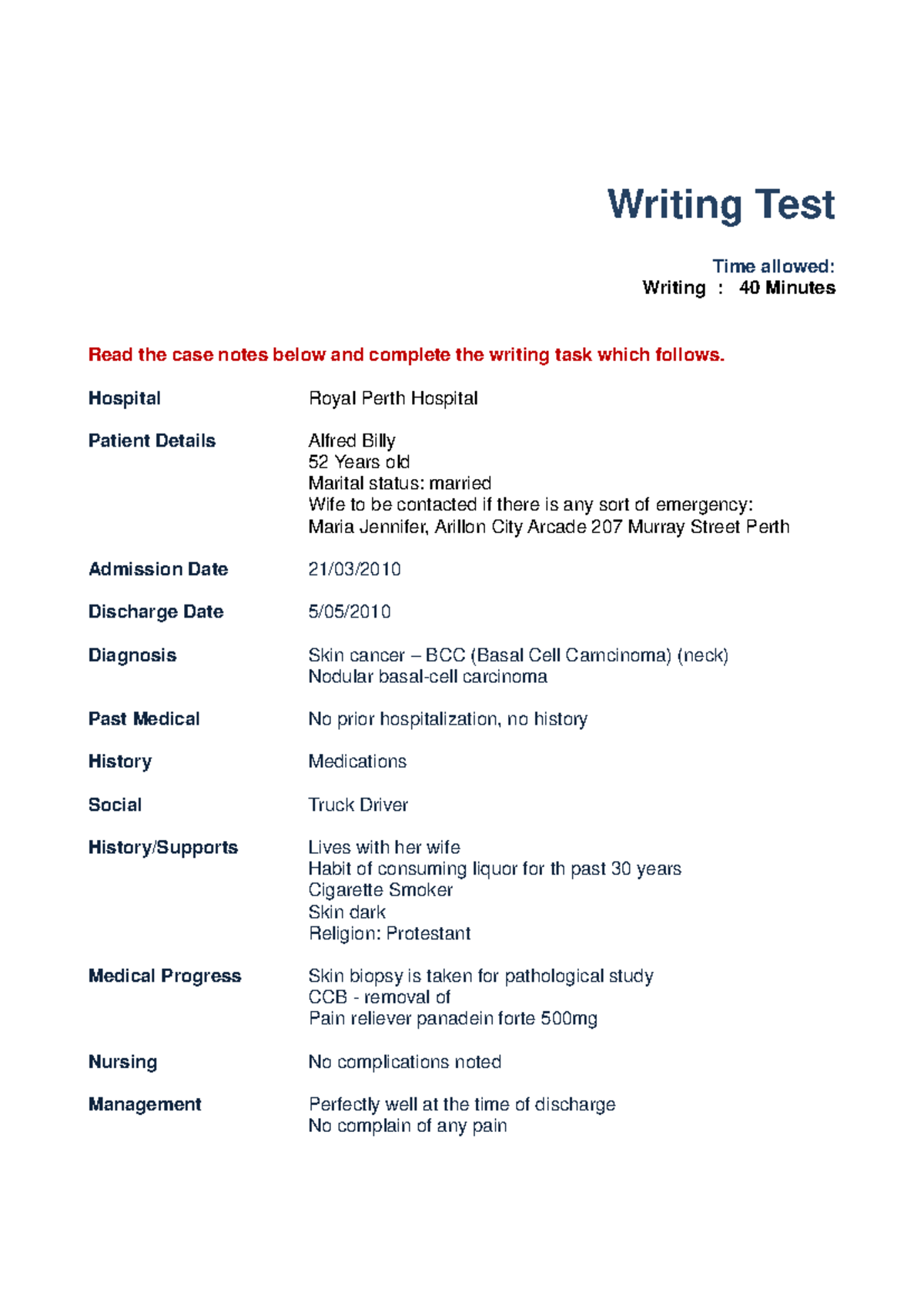 OET Writing Task 40: Referral Letter Examples and Guidelines - Studocu