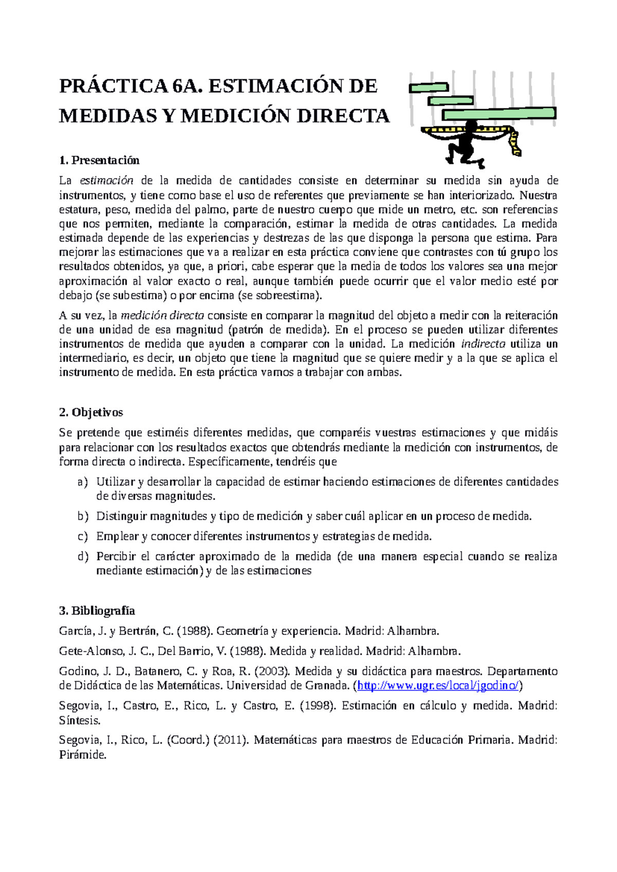 Práctica 6A: Estimación y Medición Directa en Matemáticas - Studocu