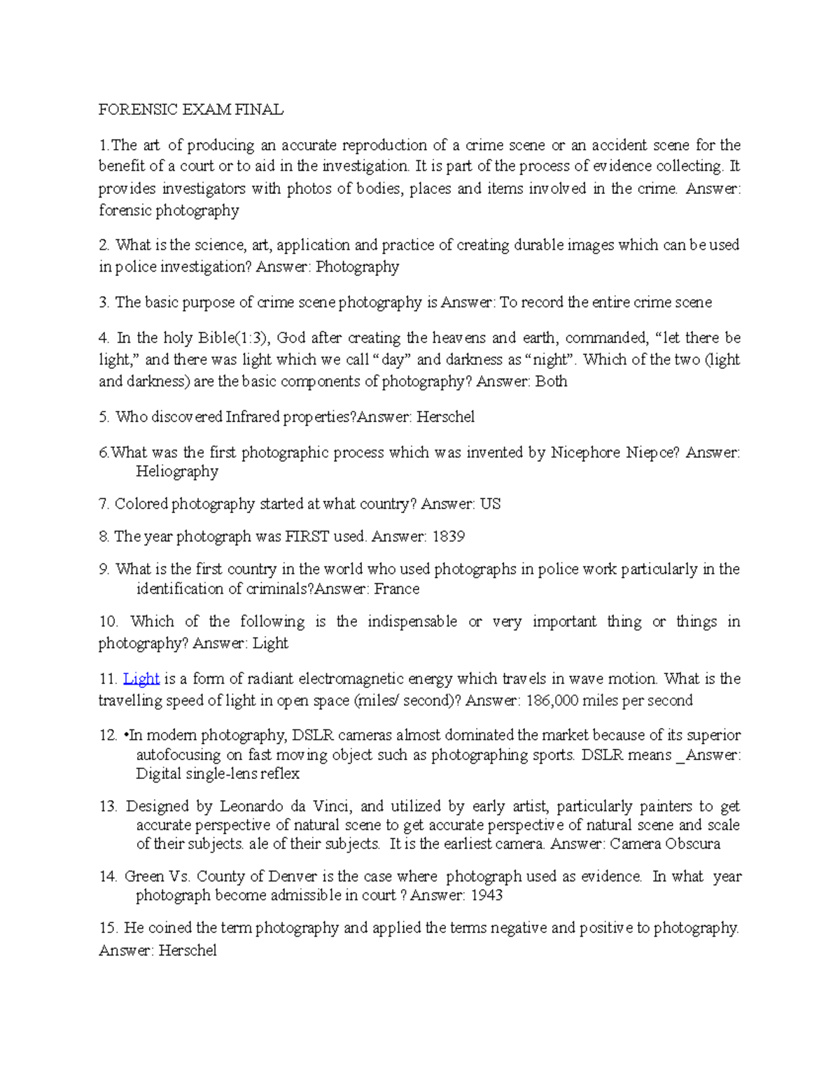 Forensic-EXAM: Final Overview & Insights on Crime Scene Photography ...