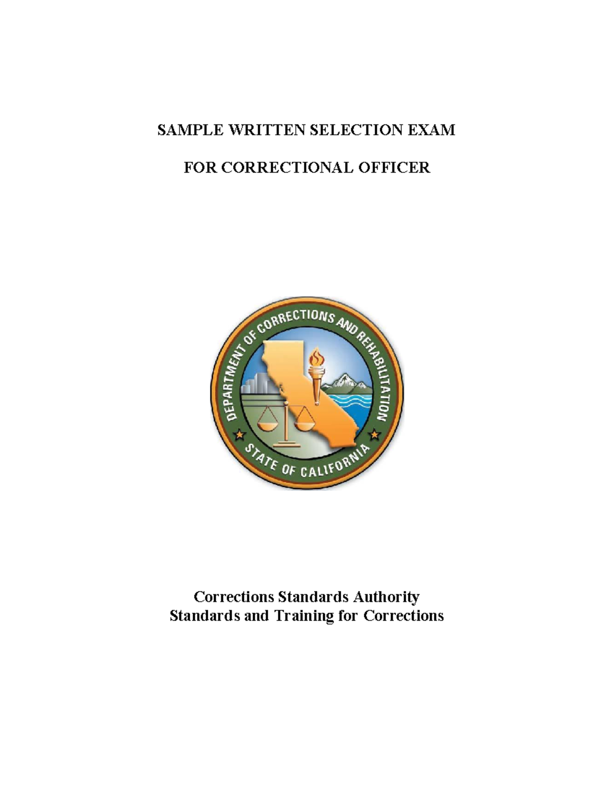 Sample Written Selection Exam for Correctional Officer (CO) - Studocu