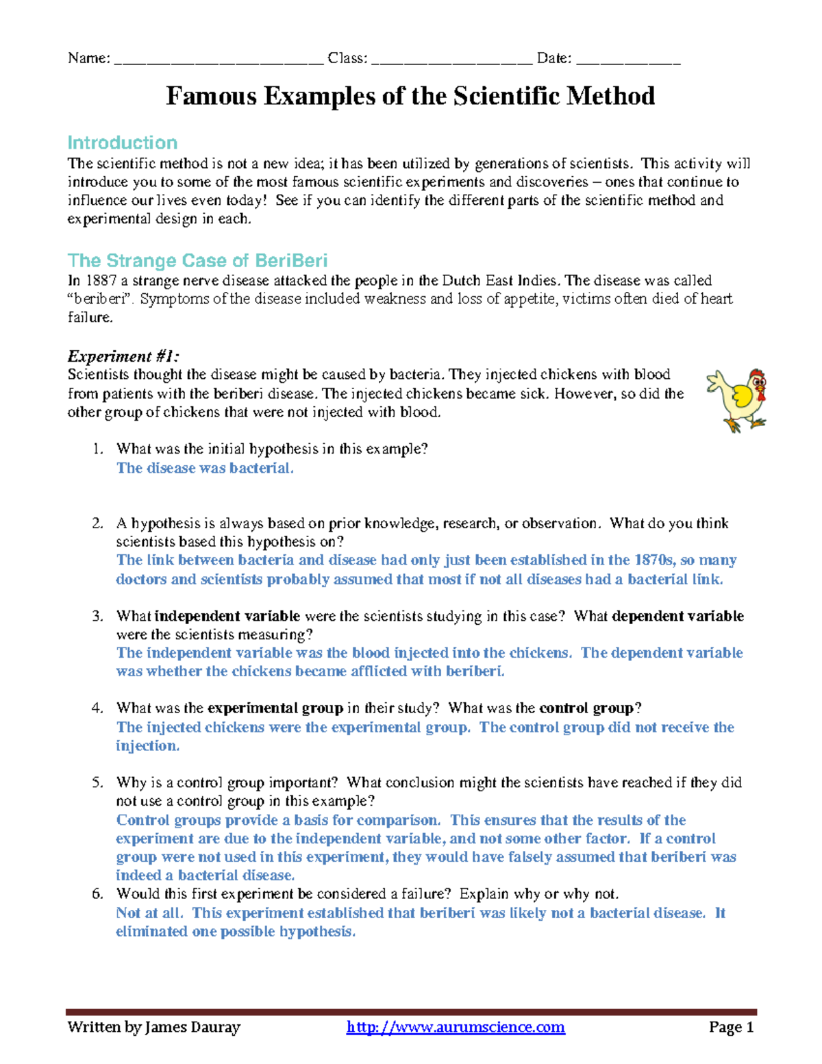 Famous Examples of the Scientific Method (Sci 101 Answer Key) - Studocu
